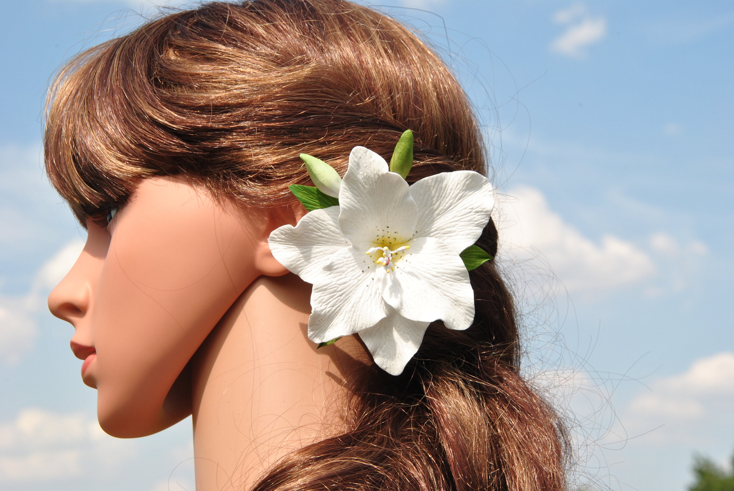 White Lily Hair Clip Hawaii Wedding Hair Piece Lily Flower Hair Pin Tropical Bridal Hair Accessory Etsy UK