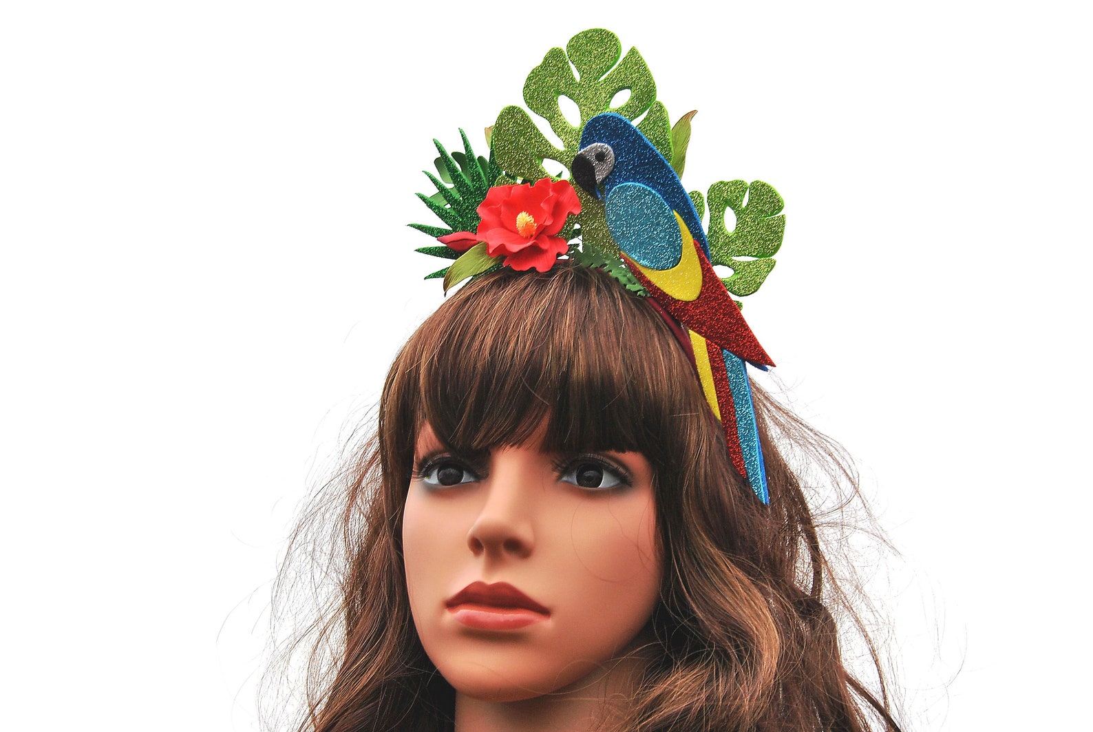 Parrot Headband Tropical Floral Headpiece Monstera Palm Leaves - Etsy