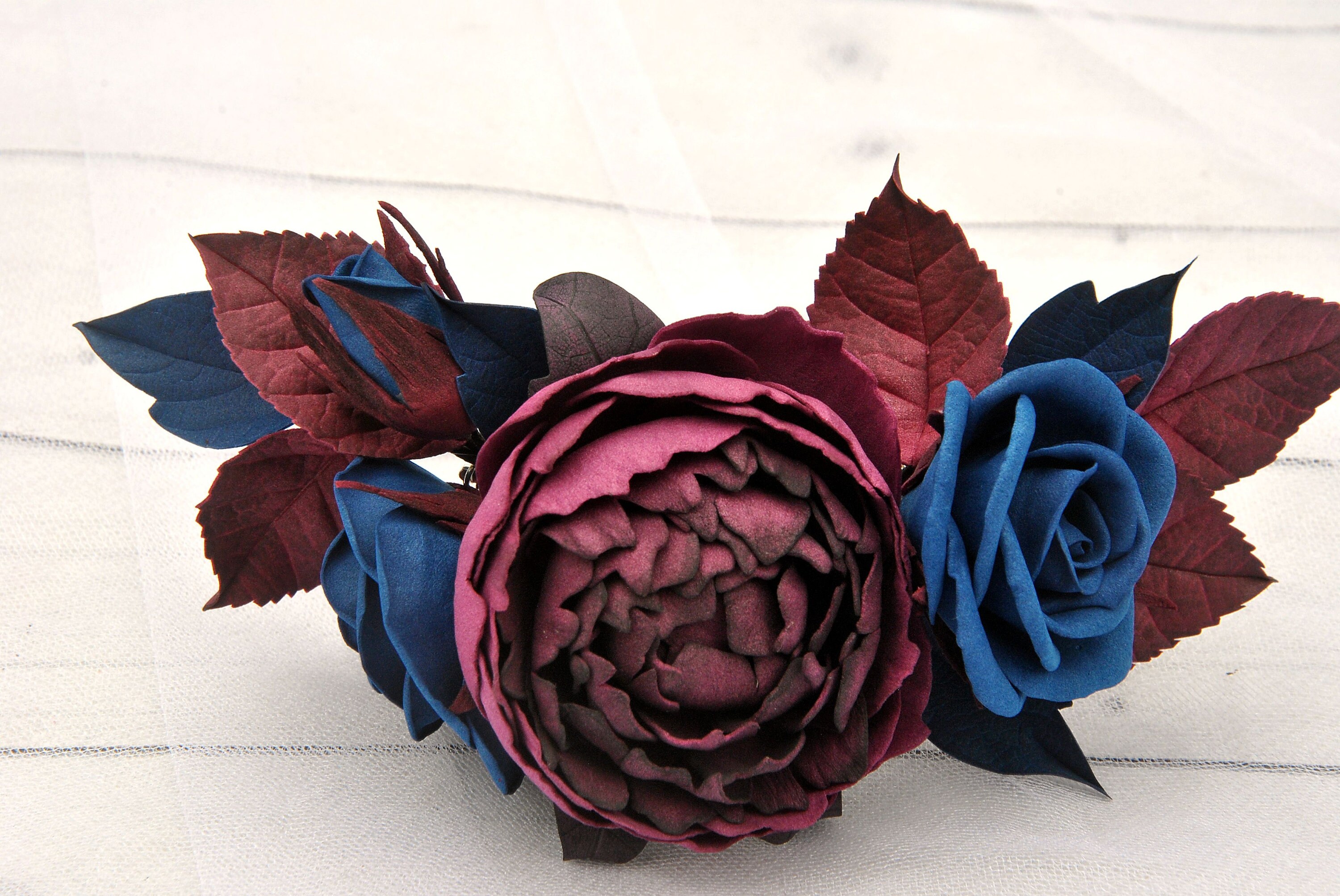 Gothic Hair Clip Wedding Goth Headpiece Black Burgundy Goth | Etsy