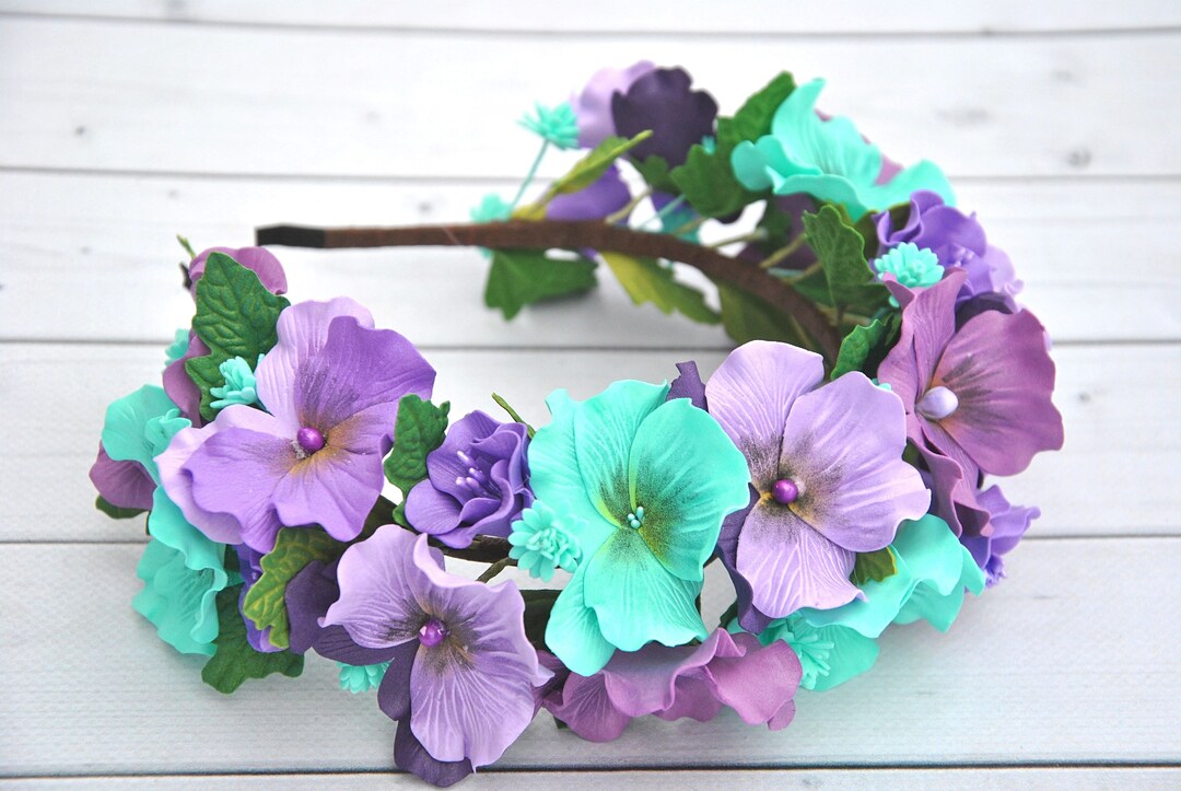 Handmade Pansy Flower Crown: Lilac & Lavender Headband, Festival Hair ...