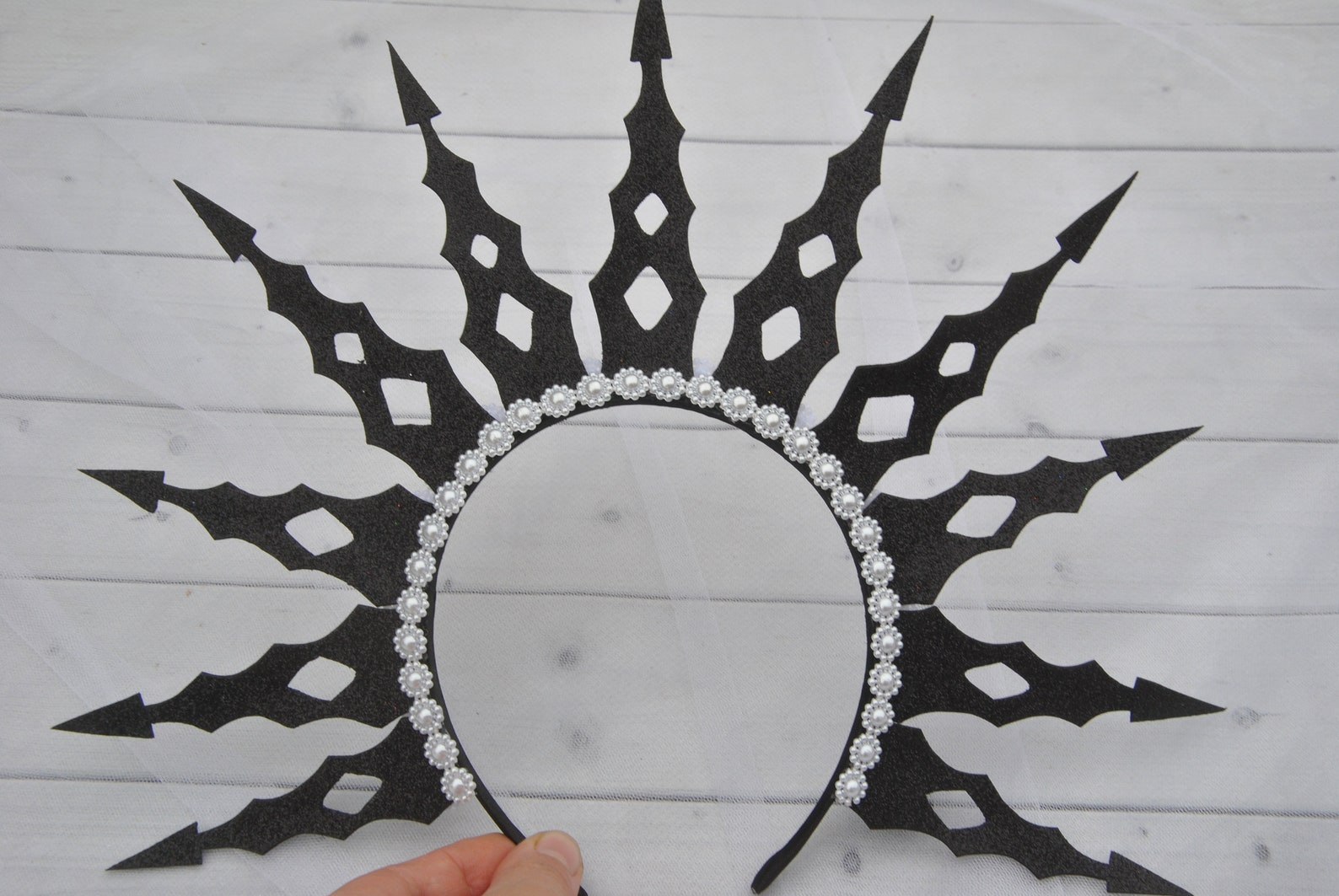 Spiked Crown Goth Wedding Crown Black Spiked Halo Crown Evil - Etsy