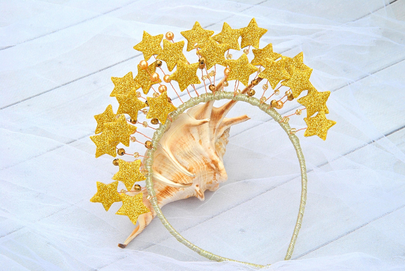 Star Headpiece Celestial Crown Headband Bright Gold Silver - Etsy