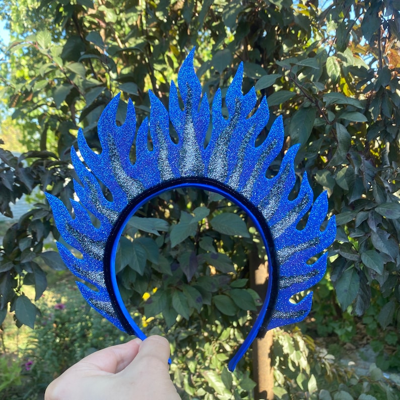 Blue Flame Crown Headband: Handmade Fire Costume Tiara - Etsy
