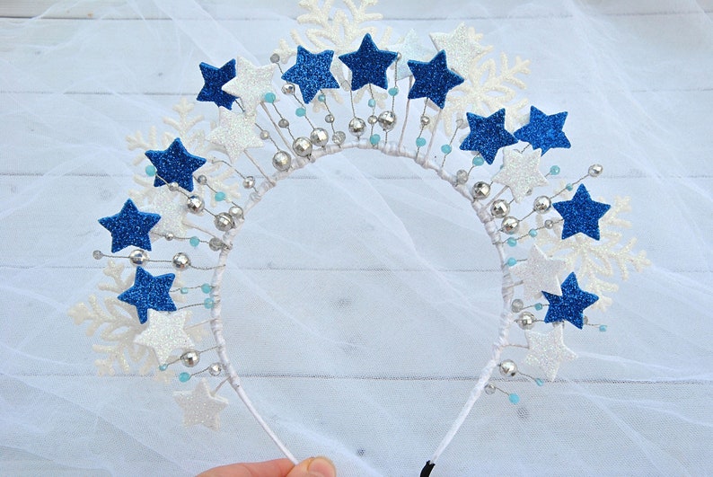 Snowflake tiara headpiece Christmas headband for women Star | Etsy