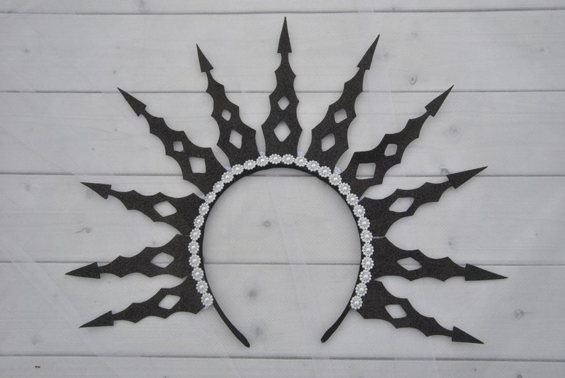 Spiked Crown Goth Wedding Crown Black Spiked Halo Crown Evil - Etsy