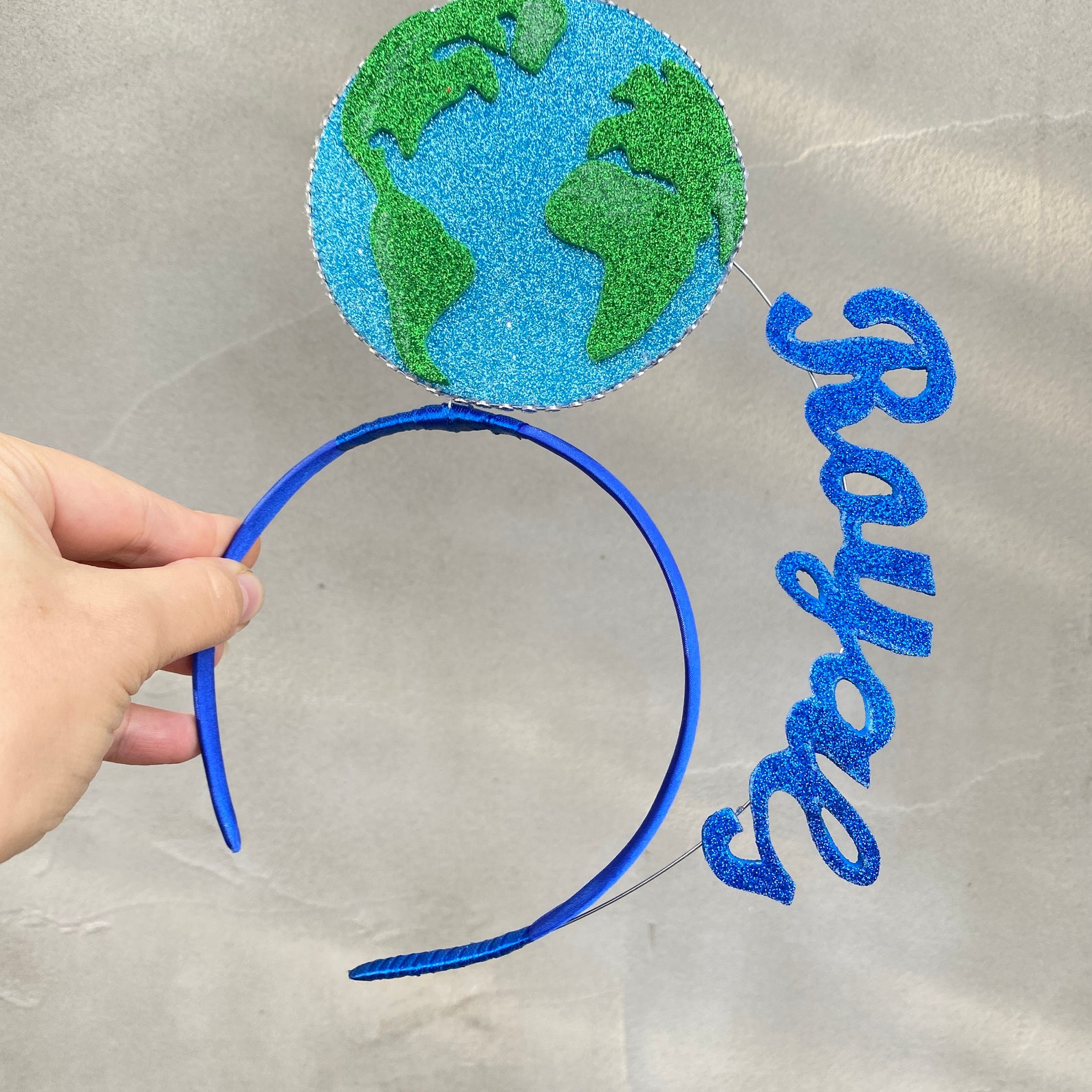 Planet Earth Headband Royals Personalized Headpiece Glittery Land ...