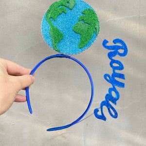 Planet Earth Headband Royals Personalized Headpiece Glittery Land ...