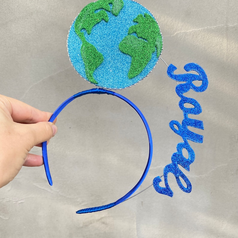 Planet Earth Headband Royals Personalized Headpiece Glittery Land ...
