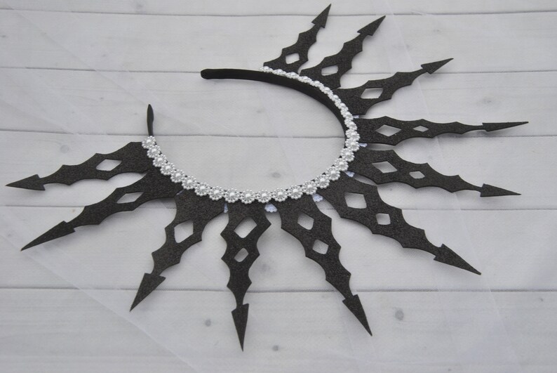 Spiked Crown Goth Wedding Crown Black Spiked Halo Crown Evil - Etsy