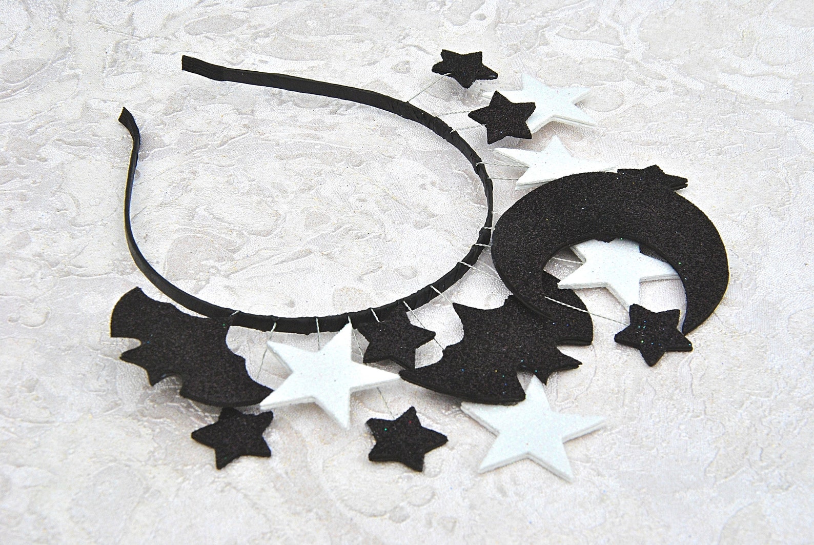 Halloween Crown Moon Star Headpiece Black White Halo Crown Bat - Etsy
