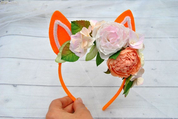 Fuchs Ohren Stirnband Fox Ohr floral Kopfschmuck Weihnachten | Etsy