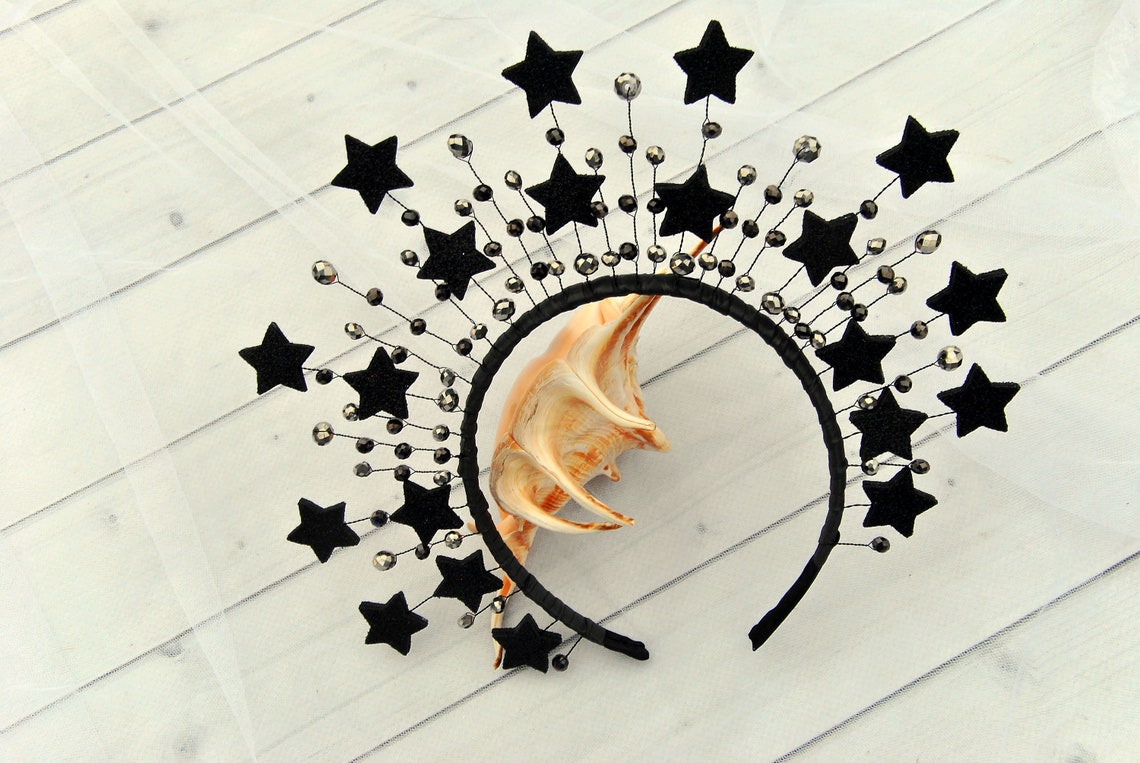 Spiked Halo Crown Headband Halloween Goth Bridal Tiara Black - Etsy