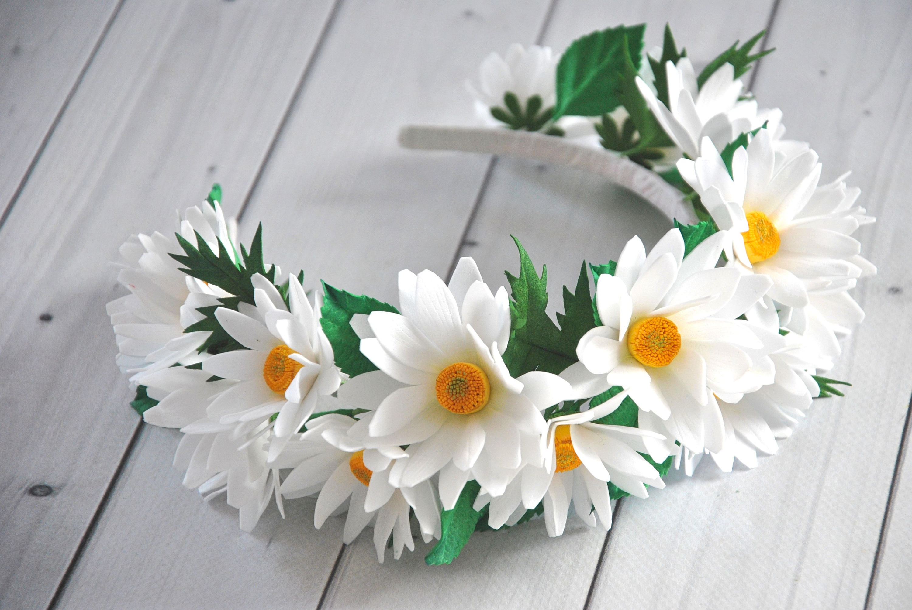 White Daisy Flower Crown: Floral Wedding Headband - Etsy