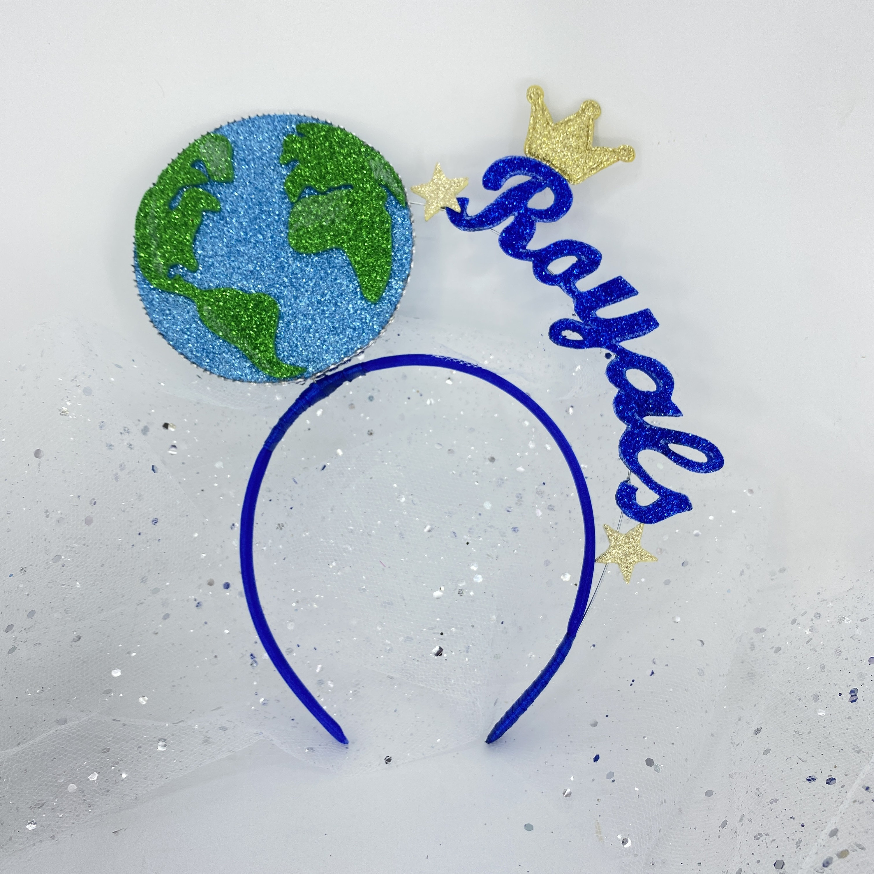 Planet Earth Headband Royals Personalized Headpiece Glittery Land ...