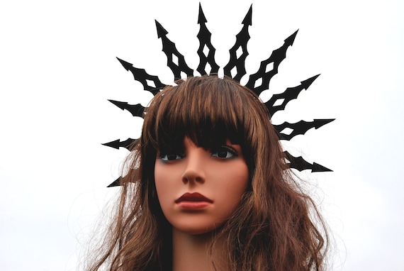 Spiked Crown Goth Wedding Crown Black Spiked Halo Crown Evil | Etsy