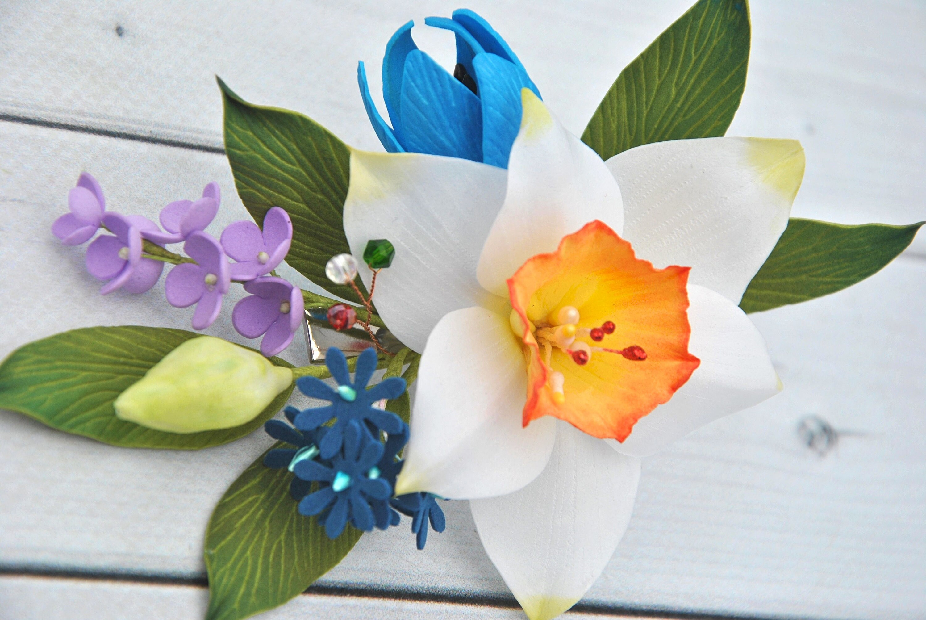 Daffodil Flower Hair Clip Flower Girl Hair Accessory Wedding - Etsy
