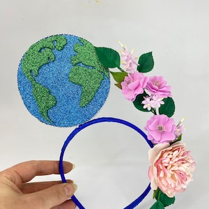 Planet Earth Headband Royals Personalized Headpiece Glittery Land ...