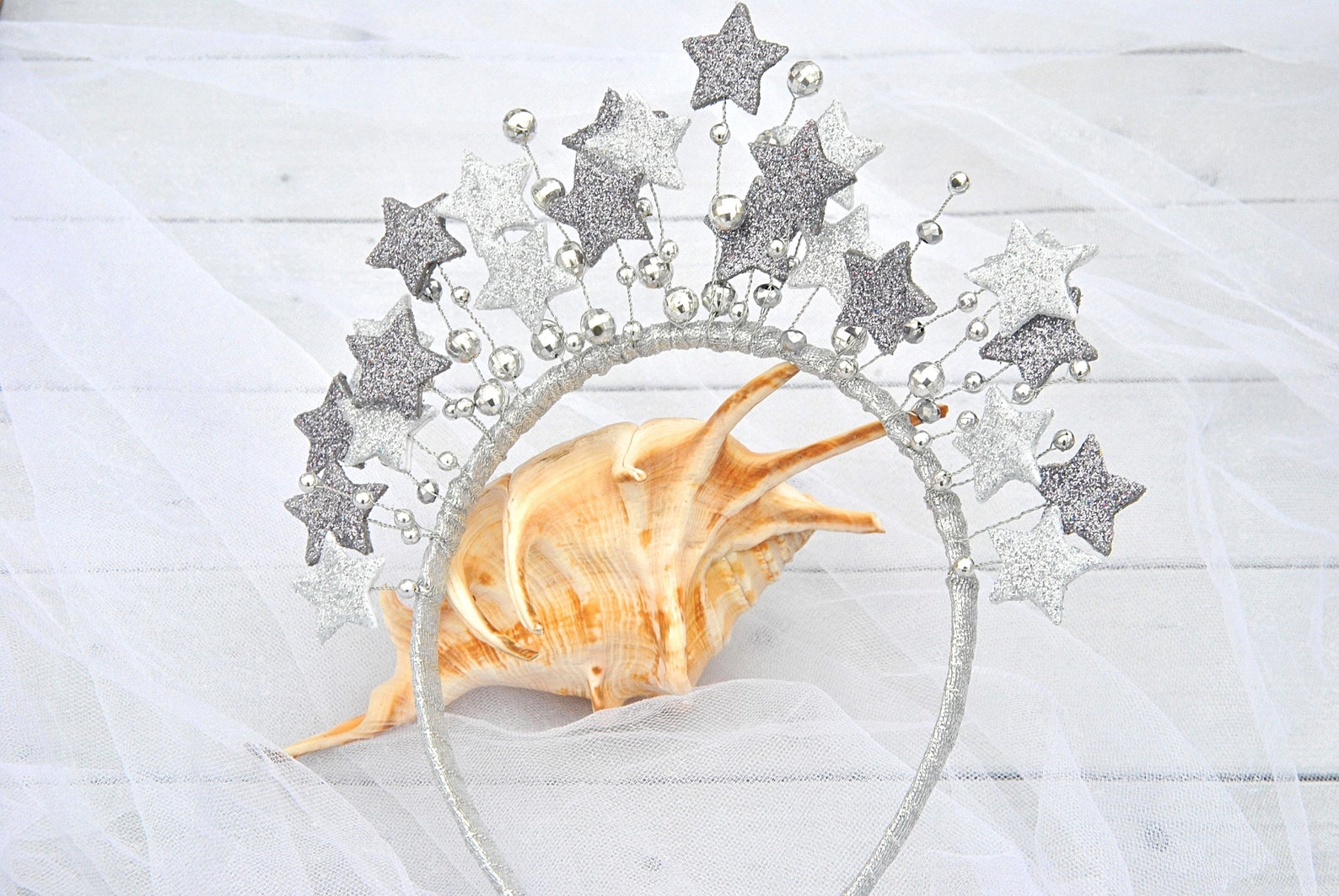 Star Headpiece Celestial Crown Headband Bright Gold Silver - Etsy