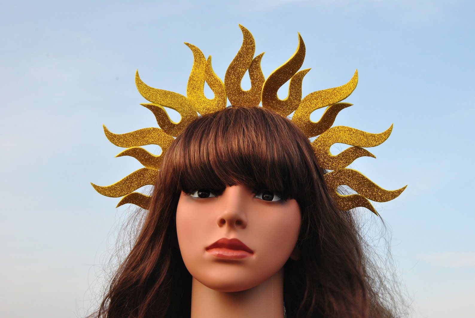 Gold sun crown headband Sun queen headpiece Festival sun halo | Etsy