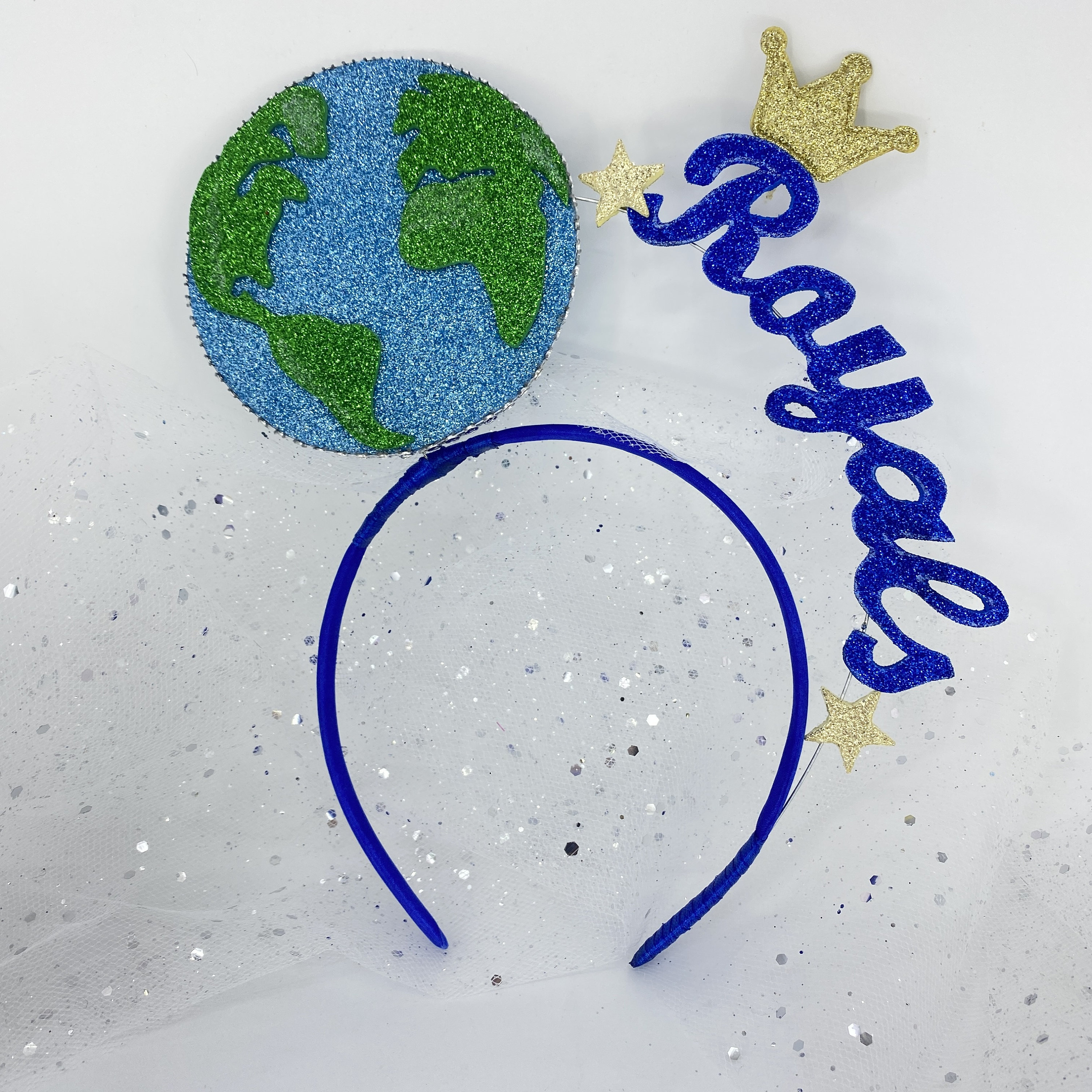 Planet Earth Headband Royals Personalized Headpiece Glittery Land ...