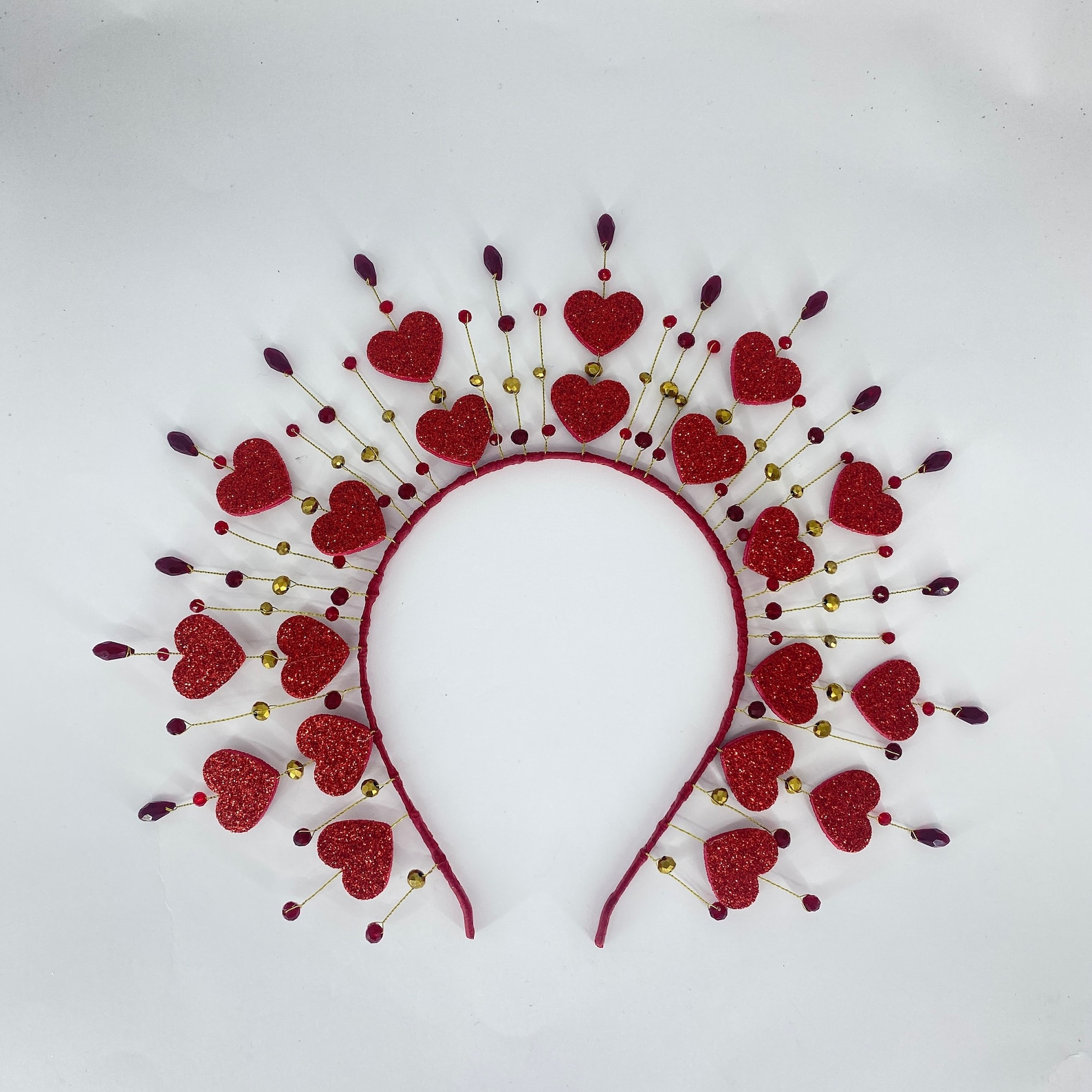 Queen of Hearts Crown Valentines Headpiece Red Hearts Headband - Etsy