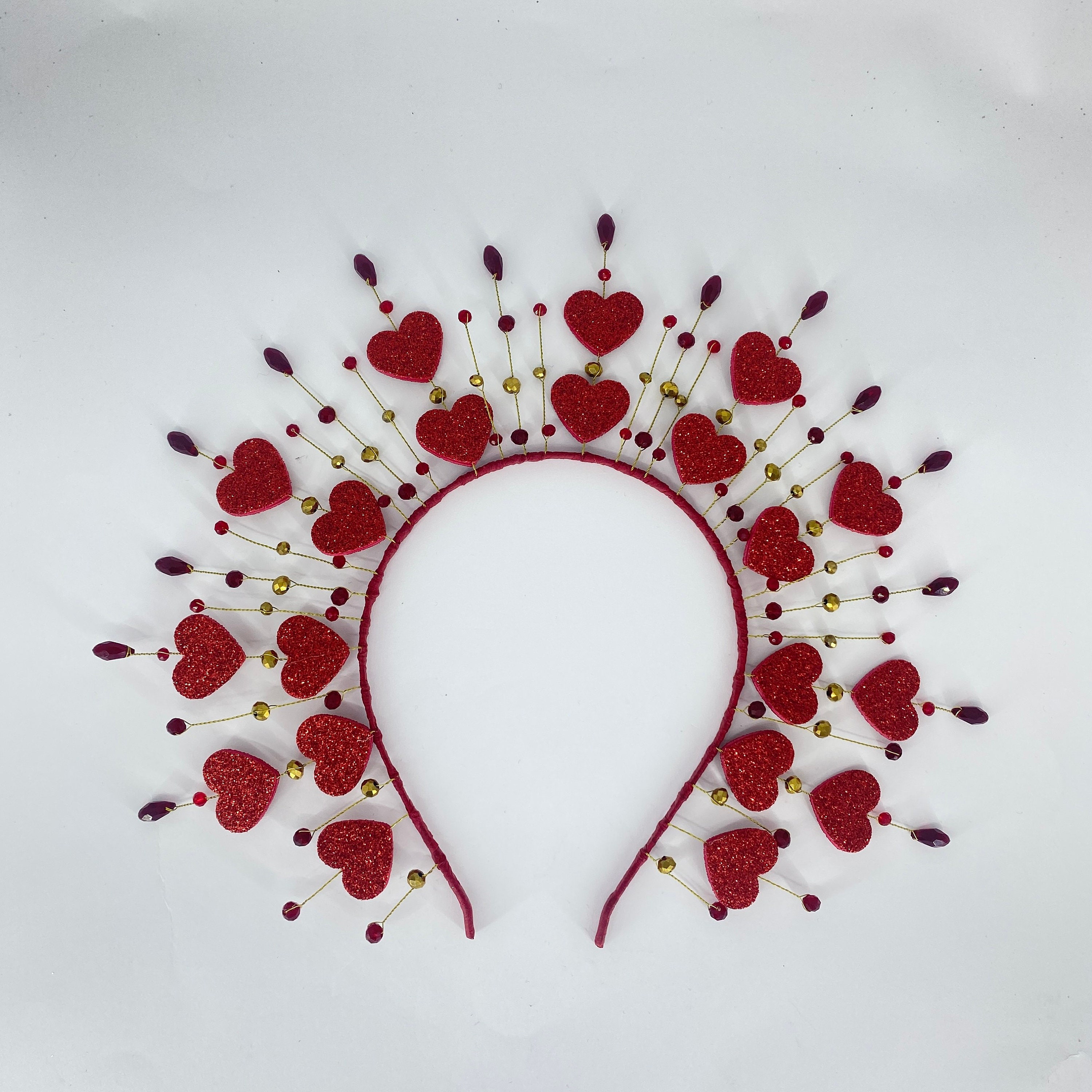Queen of Hearts Crown Valentines Headpiece Red Hearts Headband - Etsy