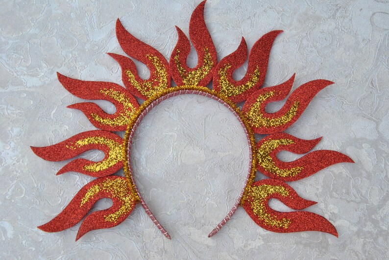 Flame Headband Halloween Fire Headpiece Costume Phoenix Fire Bird Crown ...