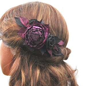 Gothic Hair Clip Wedding Goth Headpiece Black Burgundy Goth Hair Comb ...