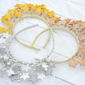 Star Headpiece Celestial Crown Headband Bright Gold Silver Headband ...