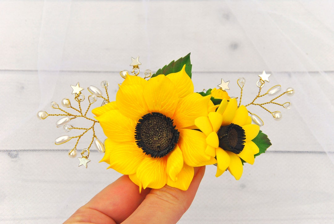 Sunflower Hair Clip Sunflower Wedding Hair Piece Fall Flower - Etsy