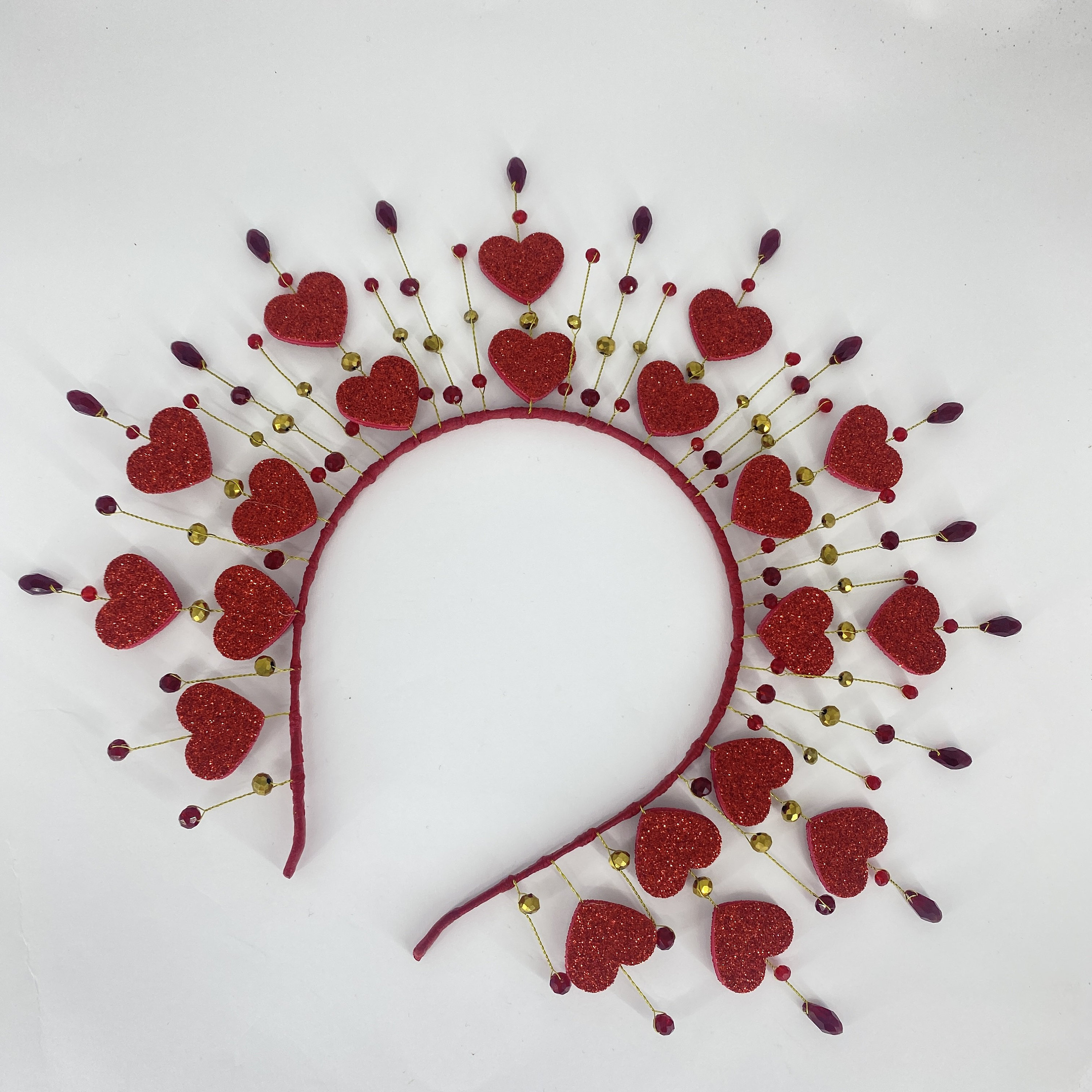 Queen of Hearts Crown Valentines Headpiece Red Hearts Headband - Etsy