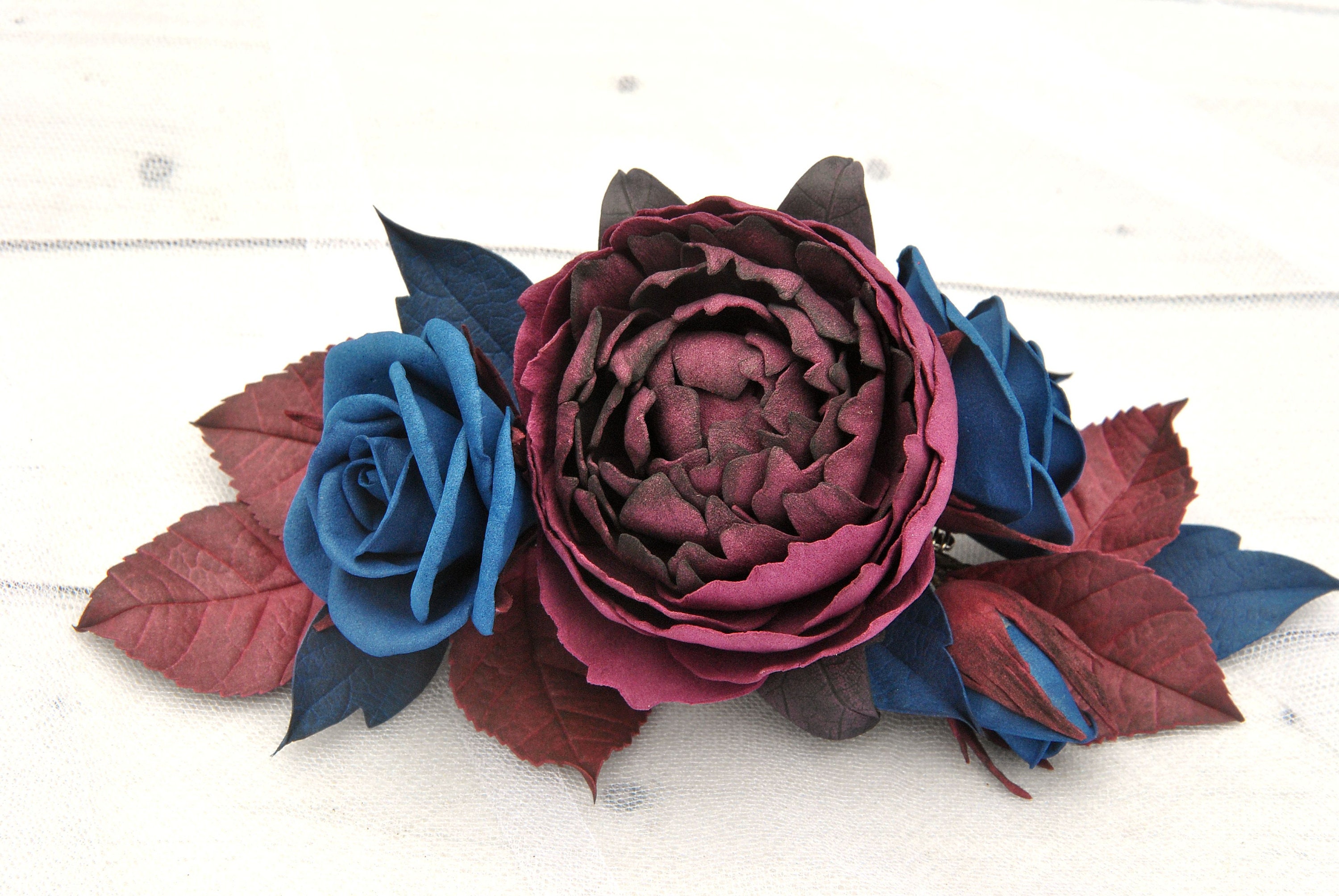 Gothic Hair Clip Wedding Goth Headpiece Black Burgundy Goth | Etsy