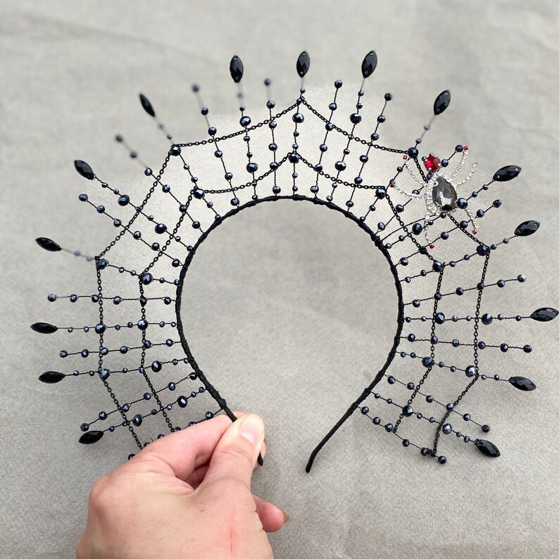 Goth Halo Crown Black Spider Crown Halloween Headband Spiked - Etsy