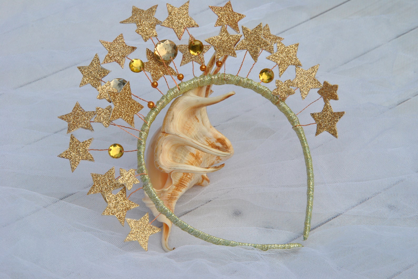 Celestial headpieceGold star headband stars halo crown | Etsy