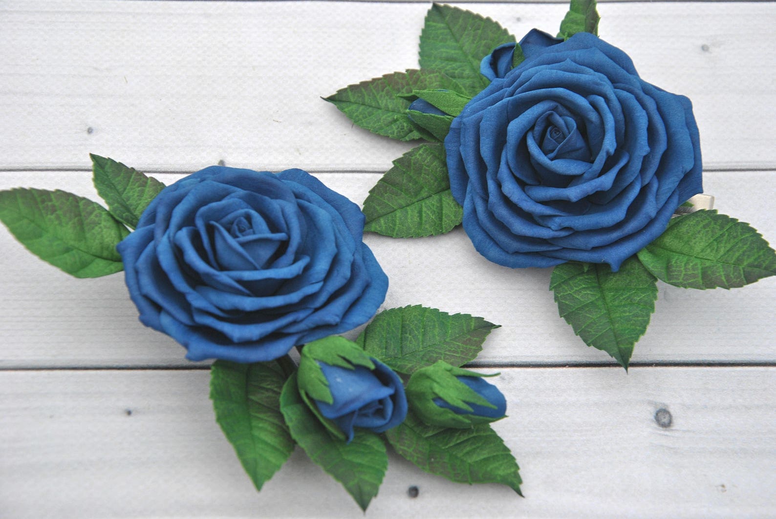 Blue Rose Flower Hair Clip for Women Royal Blue Bridal Hair | Etsy