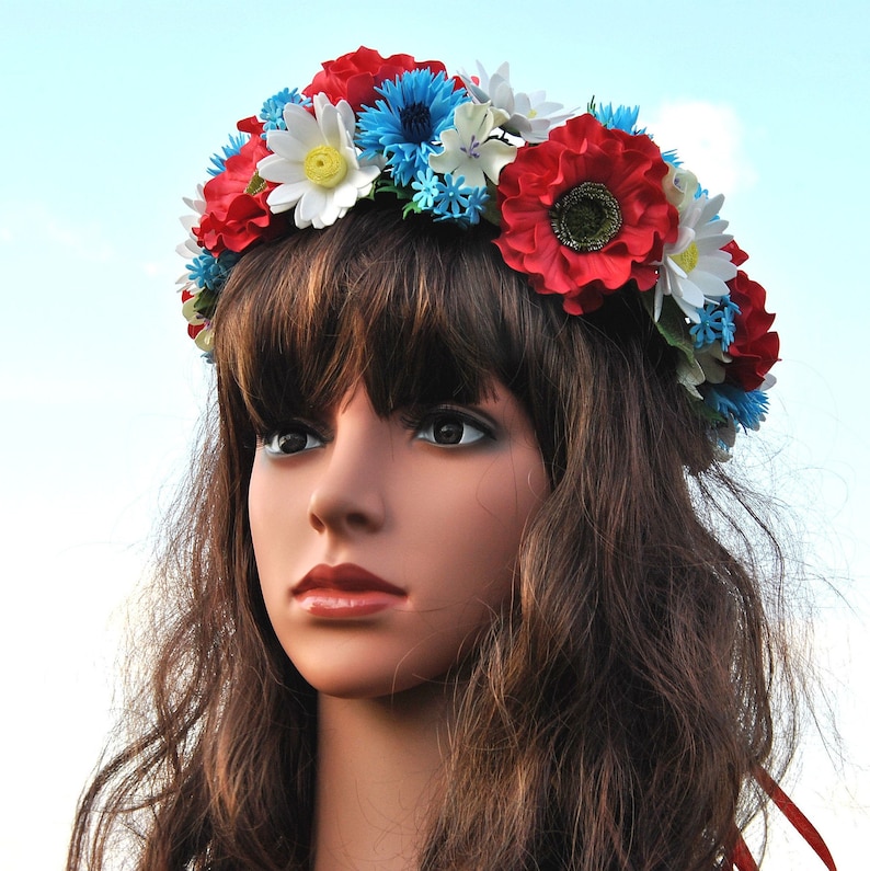 Red Poppy Flower Crown Cornflower Crown Ukrainian Wedding Hair Piece ...