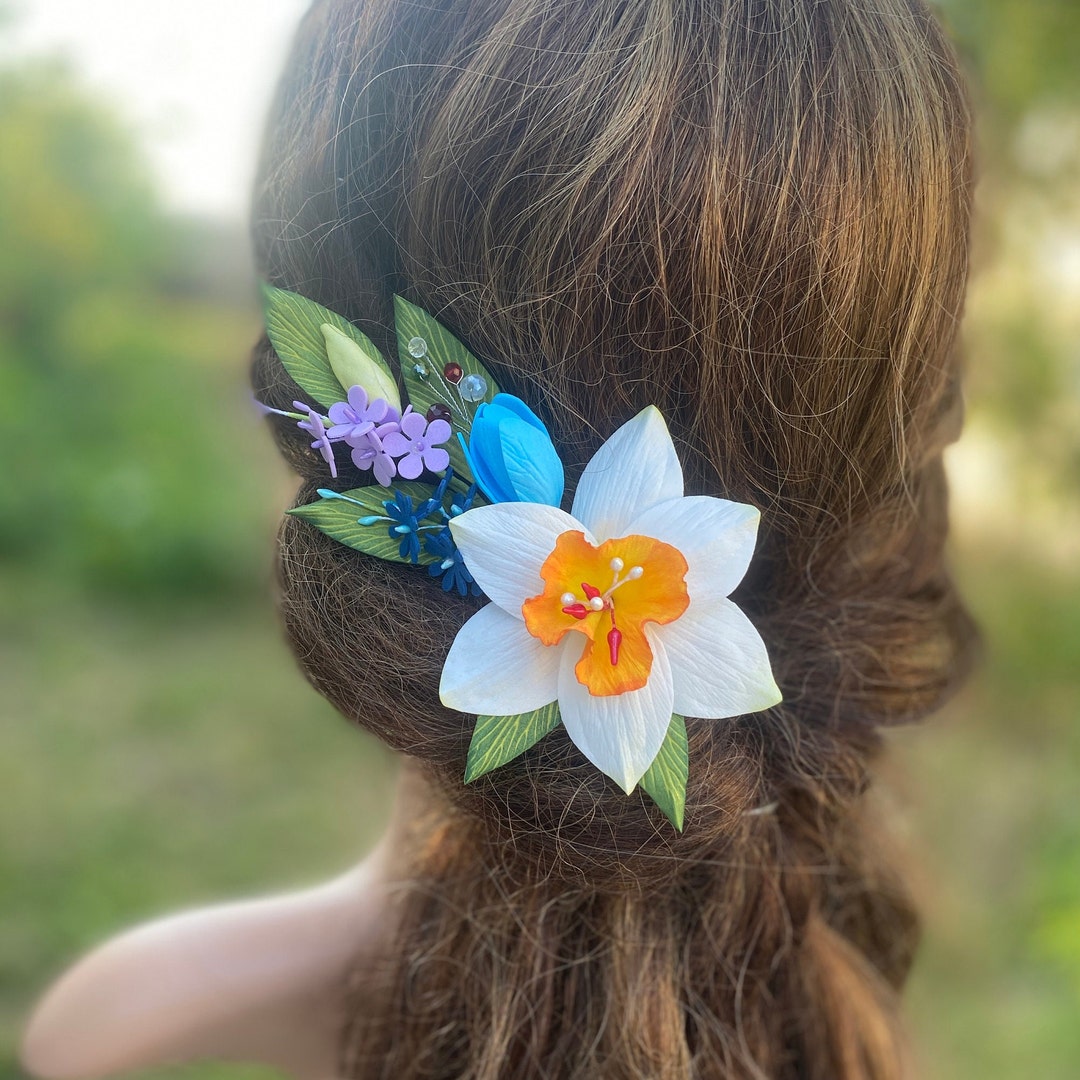 Daffodil Flower Hair Clip Flower Girl Hair Accessory Wedding Daffodil ...