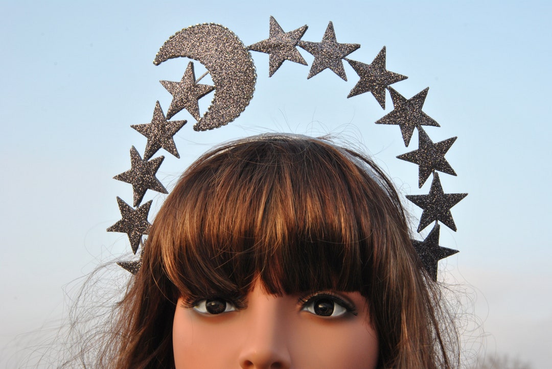 Star Moon Headpiece Star Tiara Crown Adult Halloween Headband Celestial ...