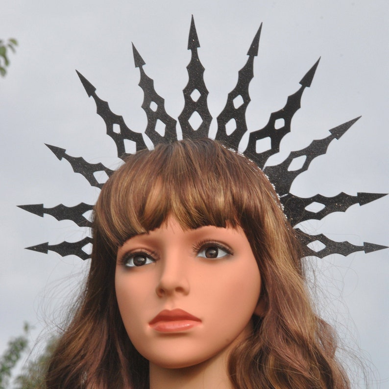 Spiked Crown Goth Wedding Crown Black Spiked Halo Crown Evil - Etsy