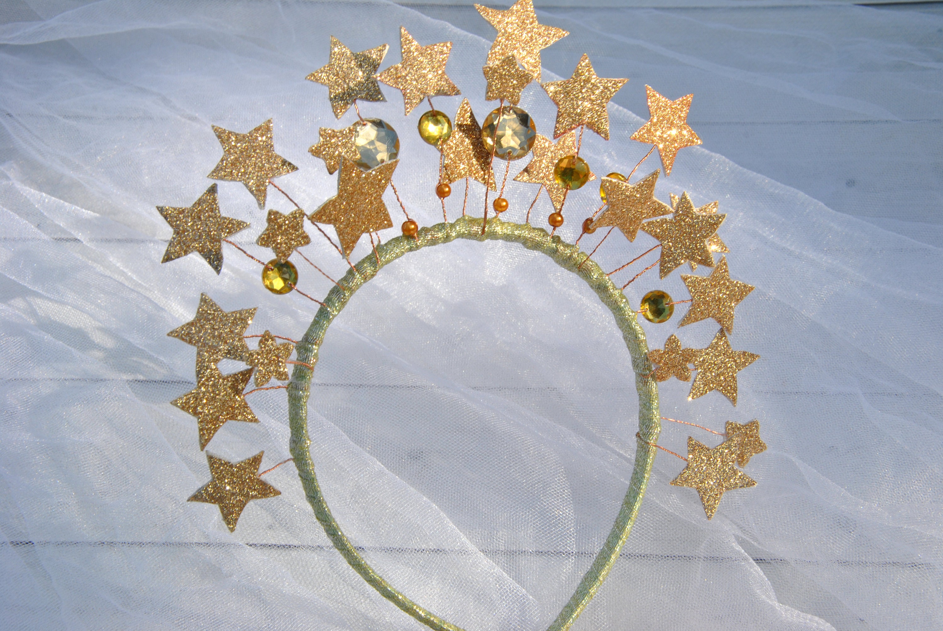 Celestial headpieceGold star headband stars halo crown | Etsy