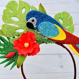 Parrot Headband Tropical Floral Headpiece Monstera Palm Leaves Festival ...