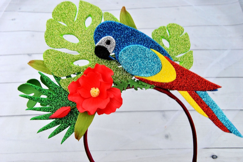 Parrot Headband Tropical Floral Headpiece Monstera Palm Leaves - Etsy