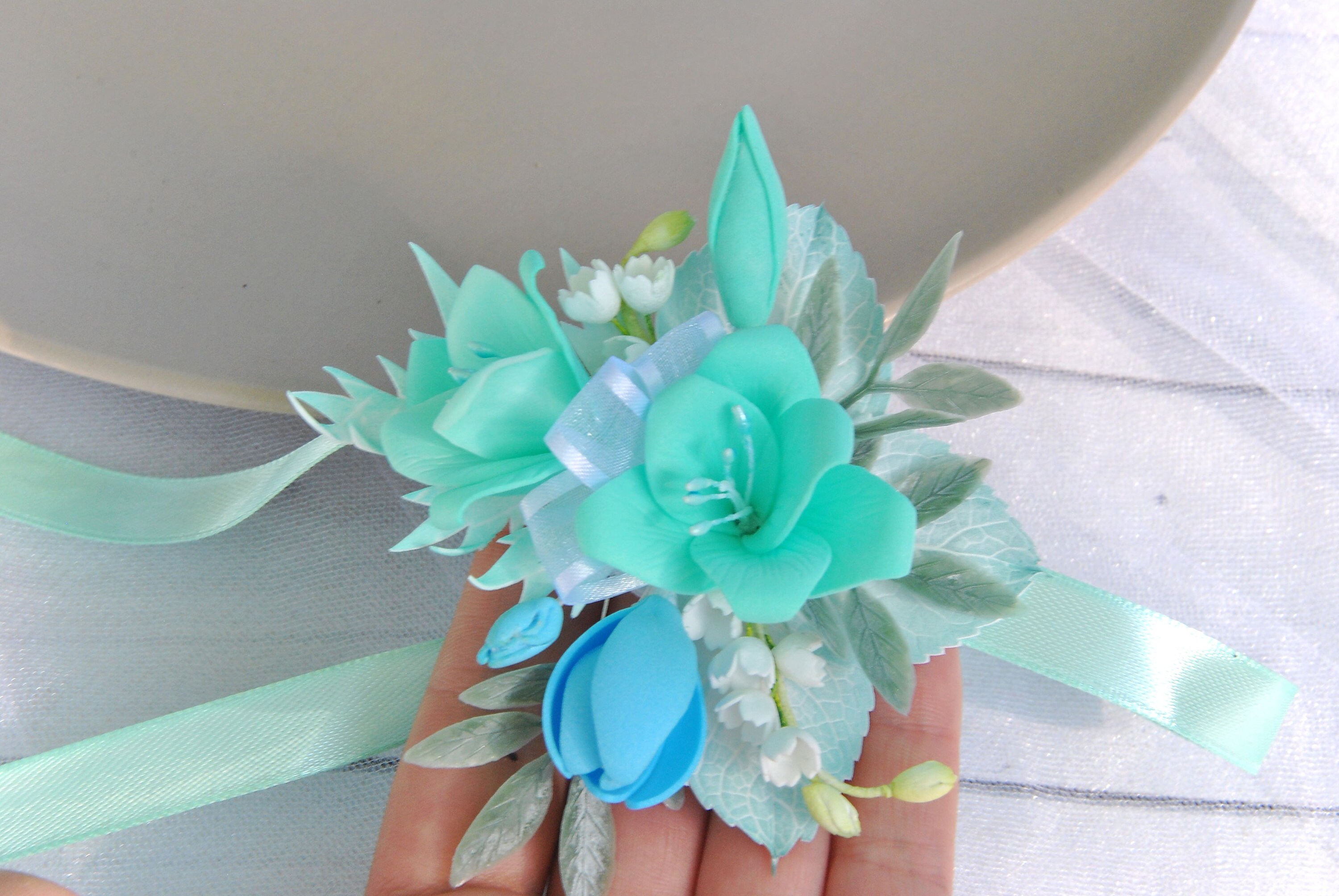 Turquoise Flower Hair Clip Aqua Blue Bridal Hair Piece Mint - Etsy