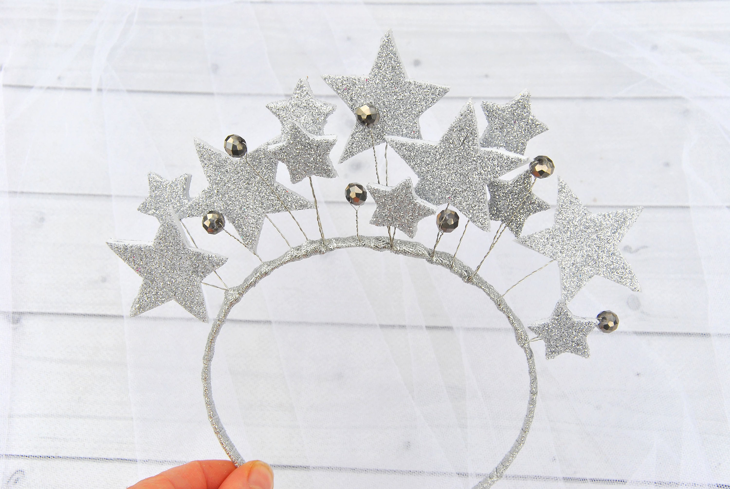 Silver Star Crown Celestial Headpiece Bridal Star Halo Crown - Etsy