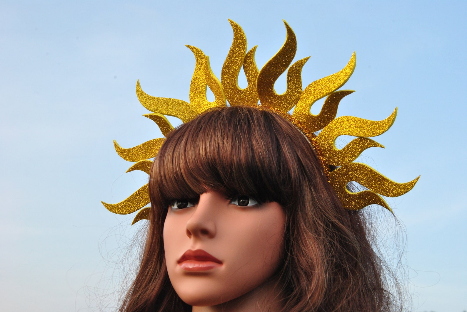 Gold sun crown headband Sun queen headpiece Festival sun halo | Etsy