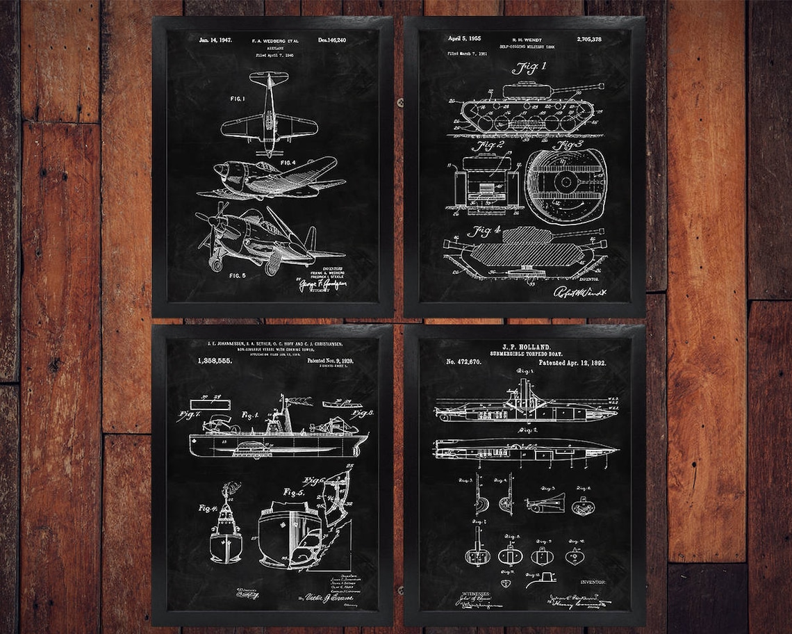 Antique Military War Blackboard Patents Set of 4 / Army / - Etsy