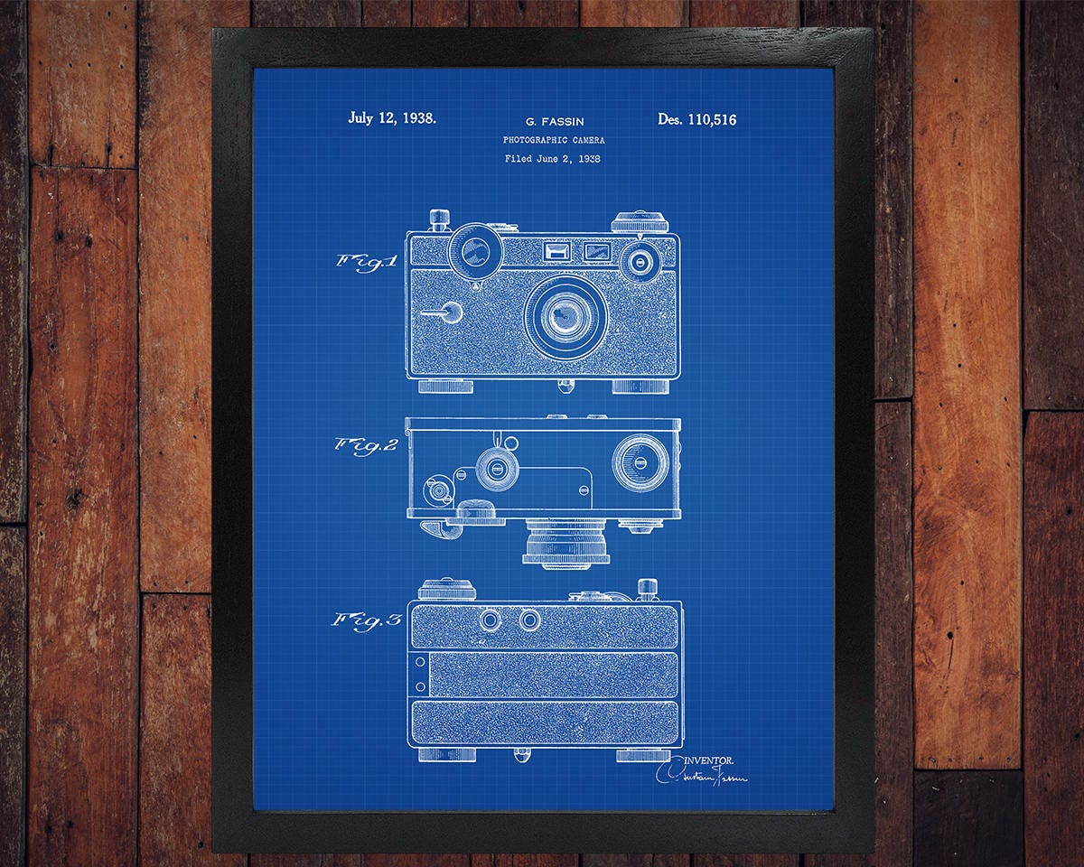 Vintage Camera Blueprint Patent Print set of 3 Photography - Etsy