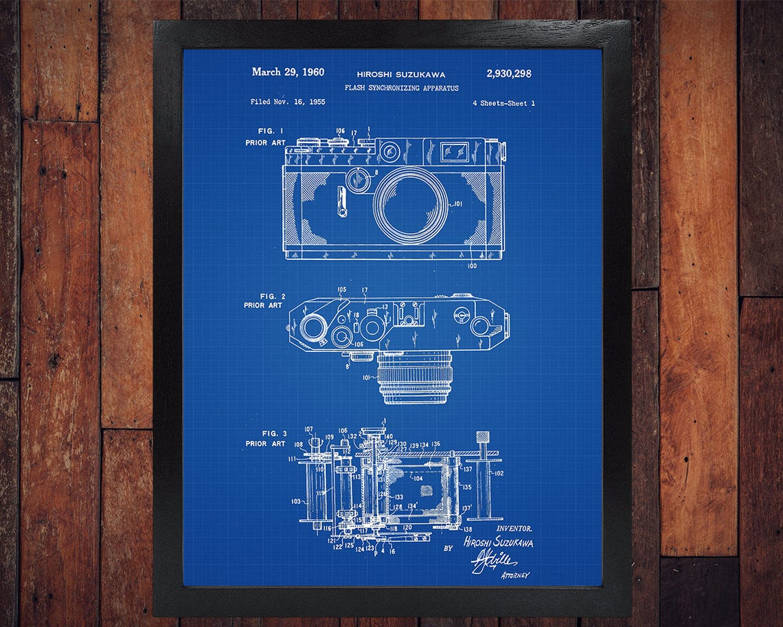 Vintage Camera Blueprint Patent Print set of 3 Photography - Etsy