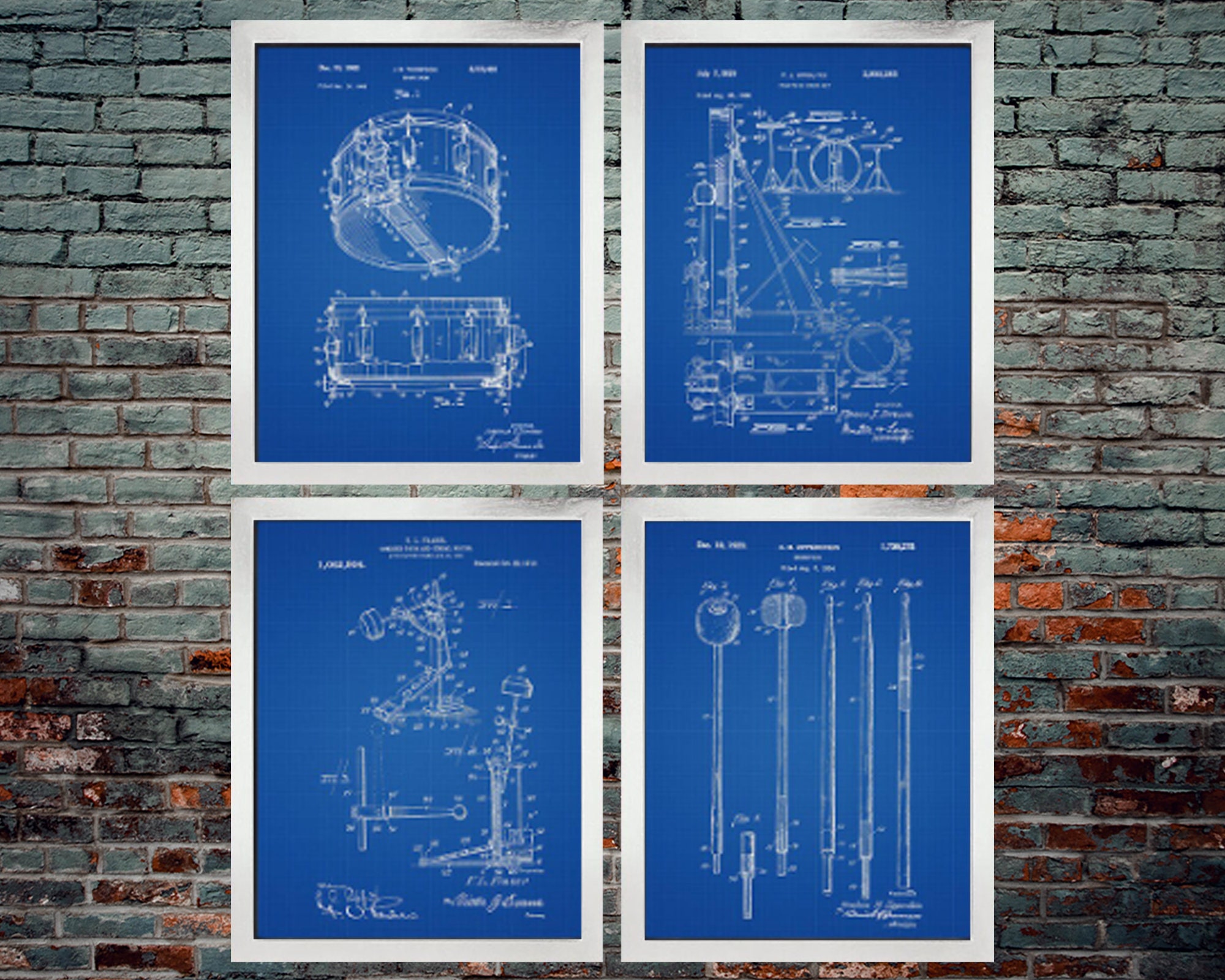 Drum Blueprint Poster (set of 4) Drum Art / Drum Poster / Drum Patent ...