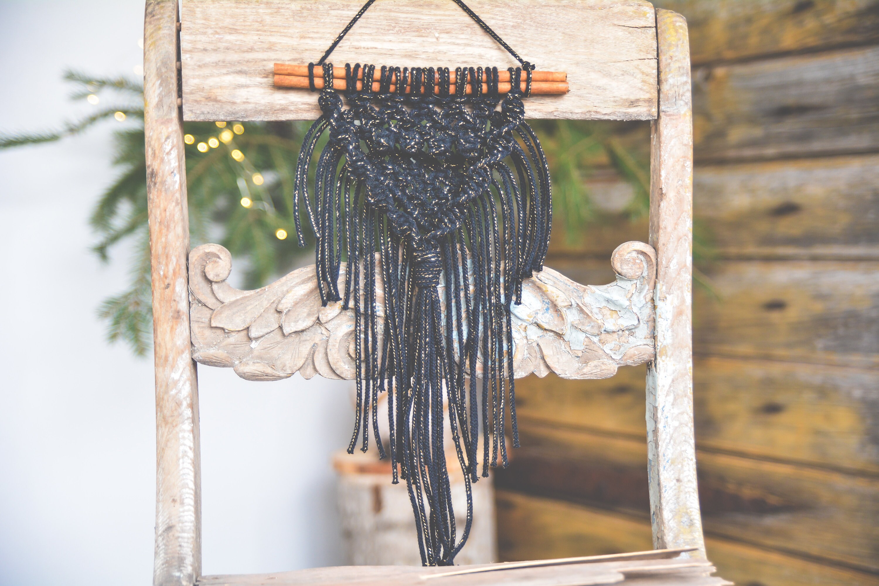 Macrame Wall Hanging Black Gold Macrame Bohemian Home Decor | Etsy